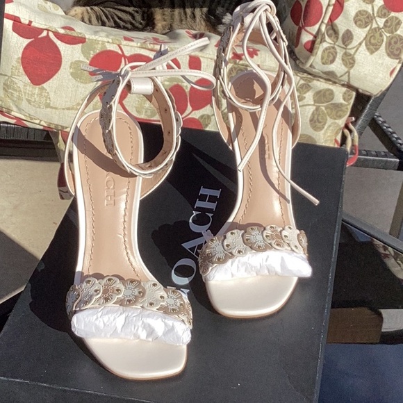 Coach | Shoes | Coach Brodie Link Tea Rose Heel Sandal | Poshmark